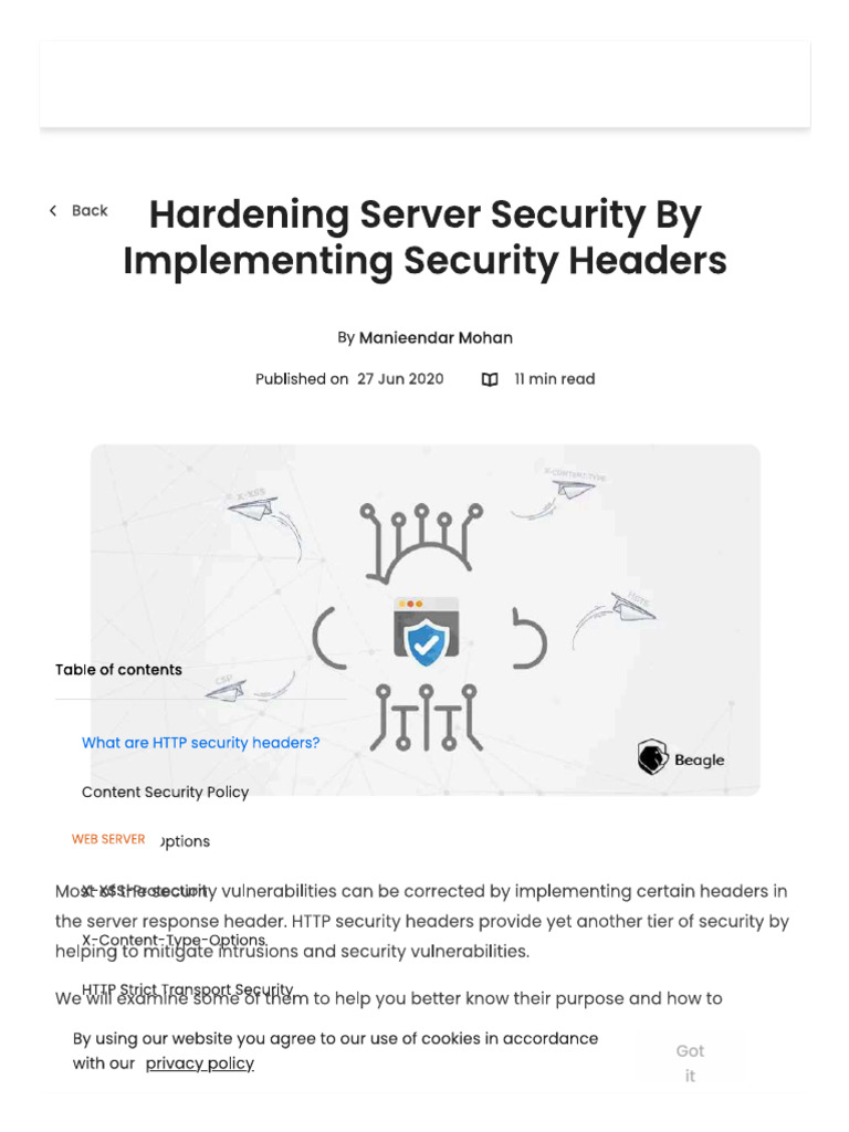 Hardening Server Security by Implementing Security Headers | PDF