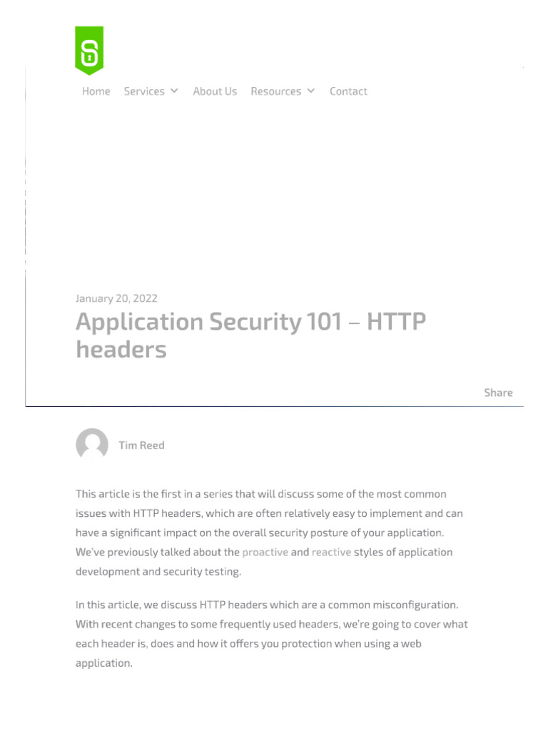 Application Security 101 - HTTP Headers | PDF