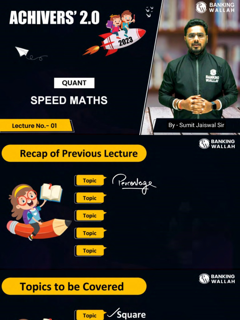 Speed Maths 01 Class Notes Achievers 2.0 SBI PO ...