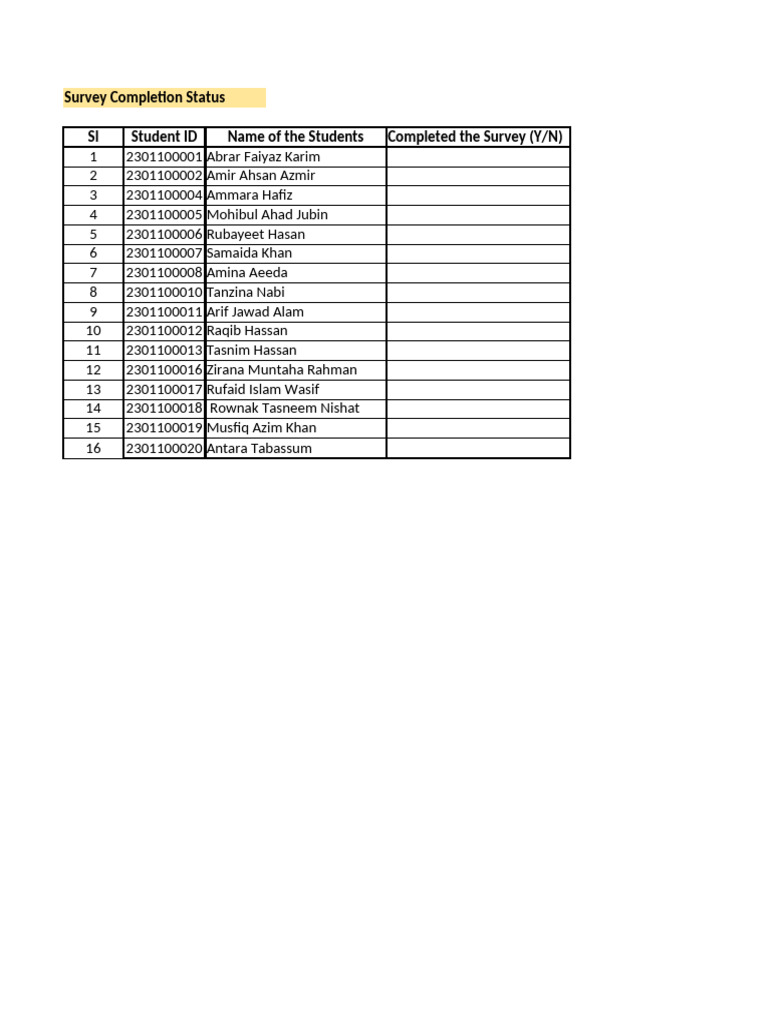 Survey Completion Status - UOL LSE EMFSS Program - 17072024 | PDF