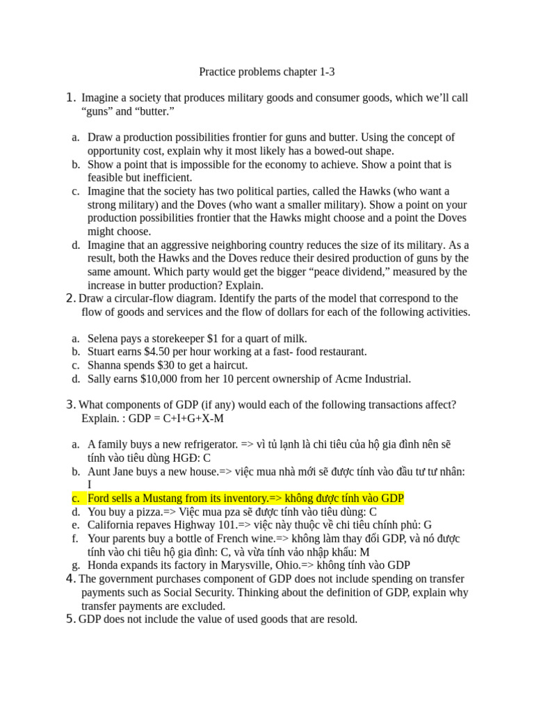 Practice Problems Chapter 1-3 | PDF | Gross Domestic Product | Real Gross Domestic Product