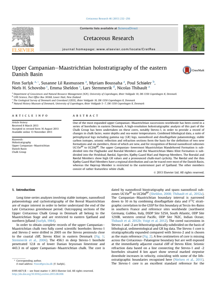Danish Basin Chalk Stratigraphy | PDF | Cretaceous | Fossil
