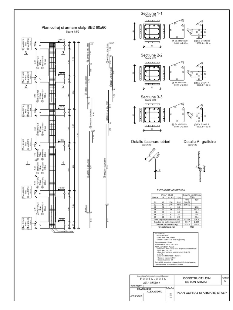 4.plan Cofraj-Armare Stalp | PDF