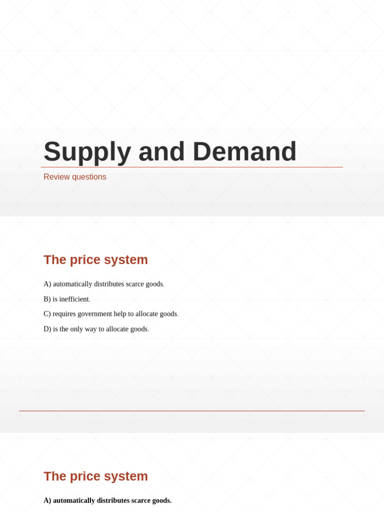 3 - Micro - Quiz - Supply and Demand | PDF | Economic Equilibrium | Prices