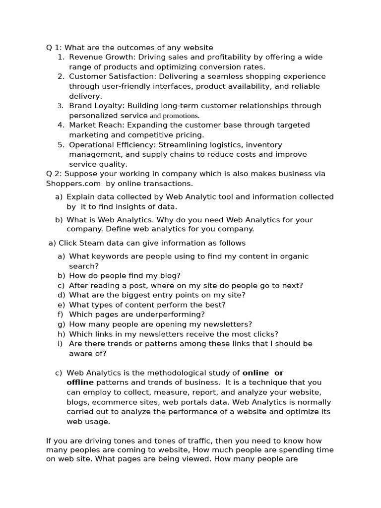 Question Bank for Web Analytics | PDF | Analytics | Search Engine Optimization