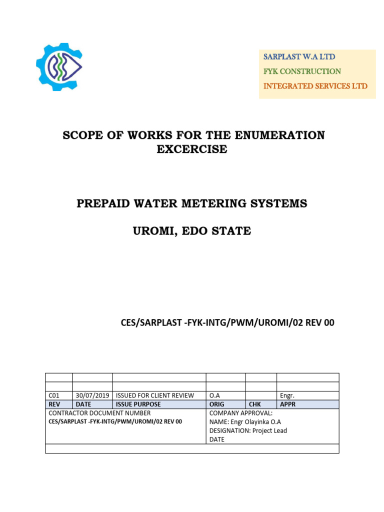 Scope of Works For The Enumeration Exercise at Uromi | PDF