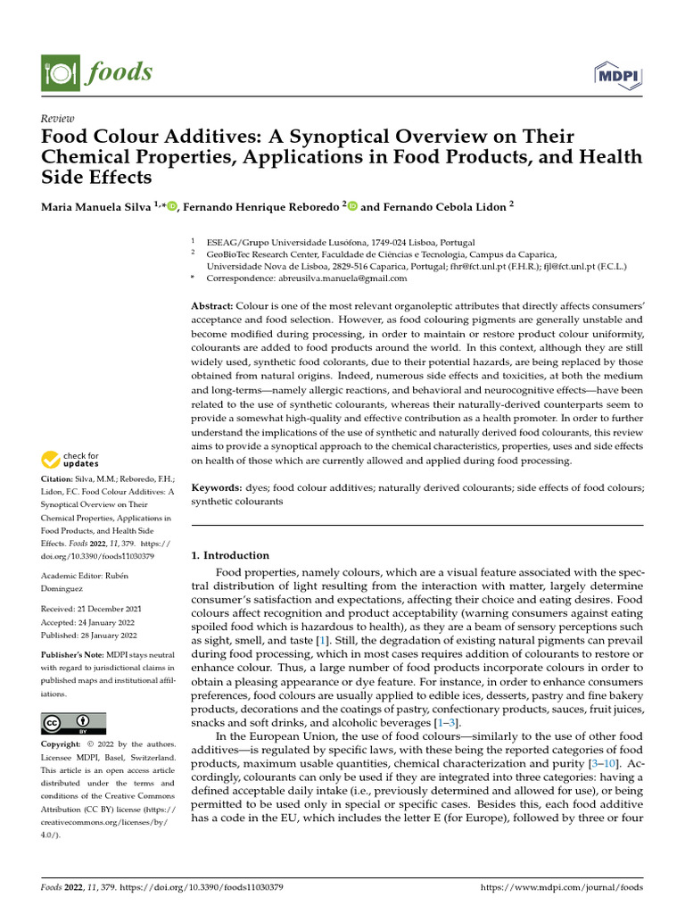 Food Colour Additives, A Synoptical Overview On Their Chemical ...