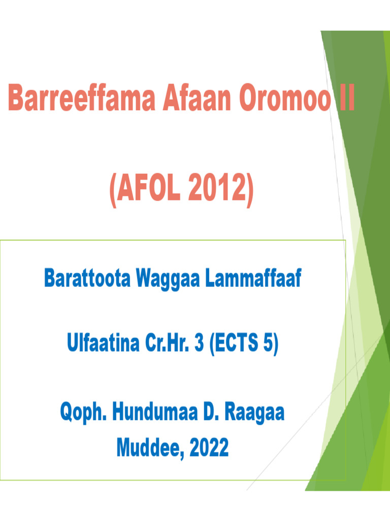 Afan Oromo Writing - II | PDF