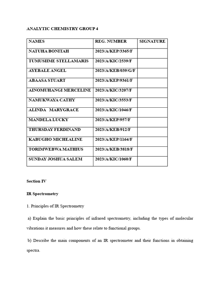 ANALYTICAL WORK GROUP 4 | PDF | Infrared Spectroscopy | Electromagnetic Radiation
