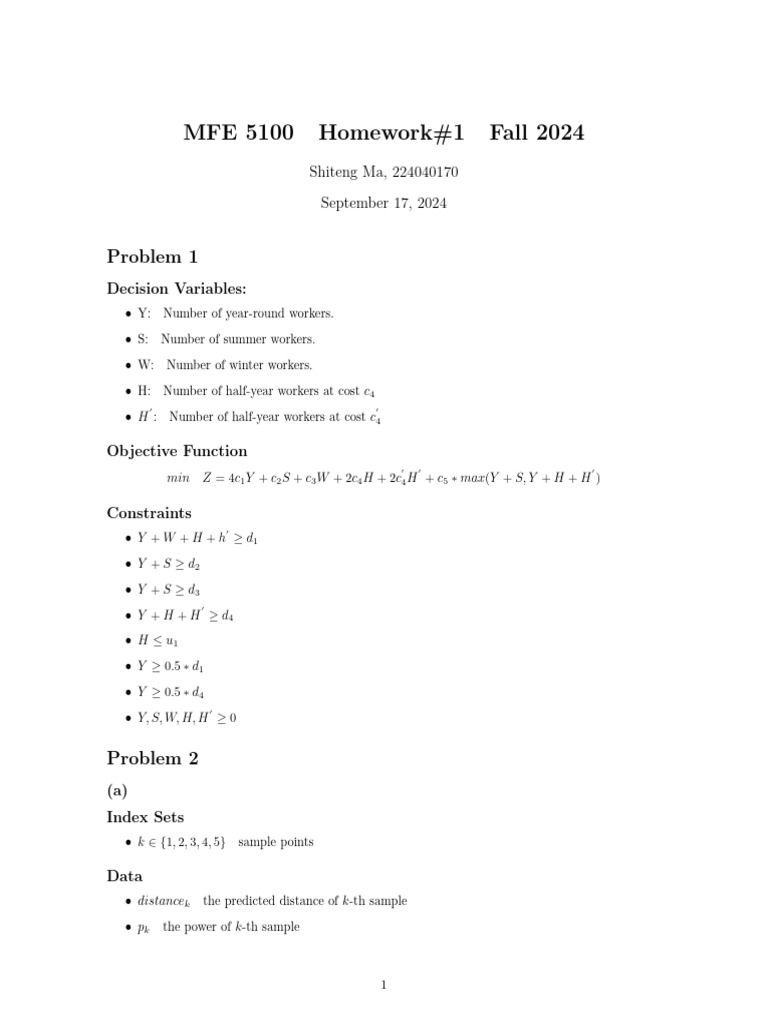 optimization_hw1 | PDF | Statistical Analysis | Teaching Mathematics