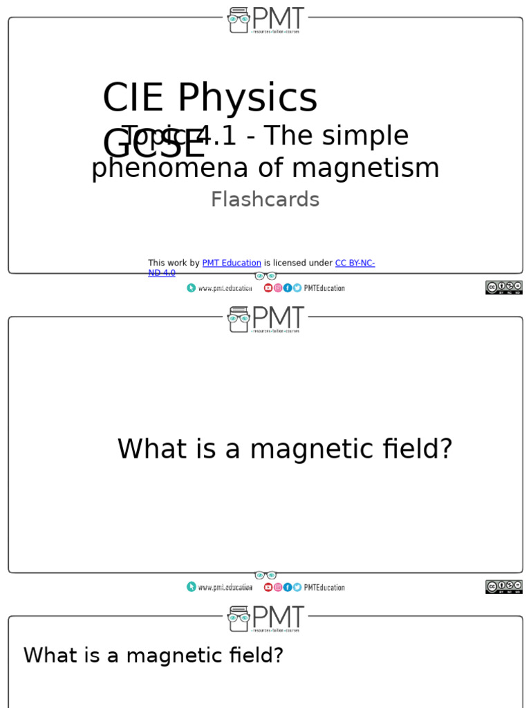 Flashcards - Topic 4.1 Magnetism - CAIE Physics IGCSE | PDF | Magnet | Magnetism