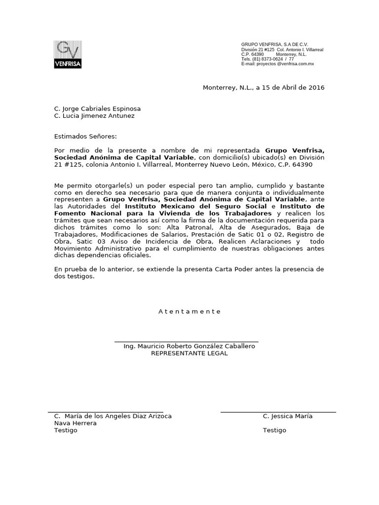 Carta Poder IMSS | PDF