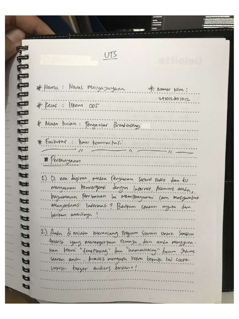 JAWABAN UTS PENGANTAR BROADCASTING BY NOVAL M (ILKOM 005) - Compressed | PDF