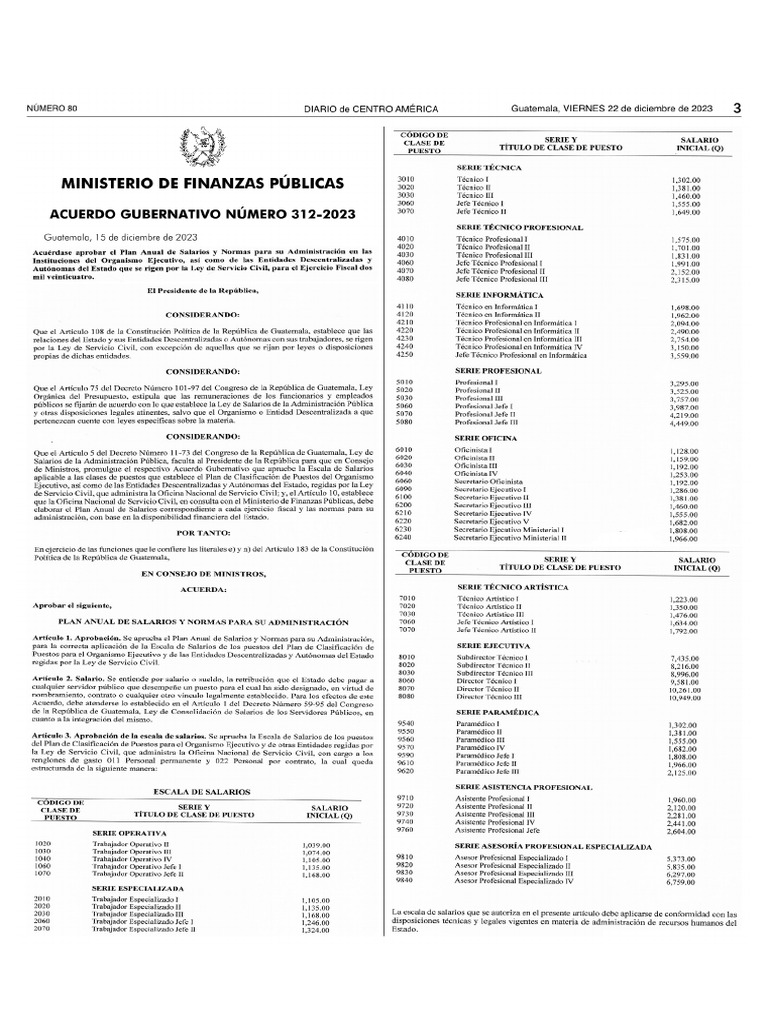 Acuerdo Gubernativo 312 2023 Plan Anual 2024 | PDF