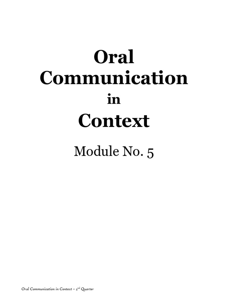 Q2 Oral Communication Module 5 | PDF | Communication | Human Communication