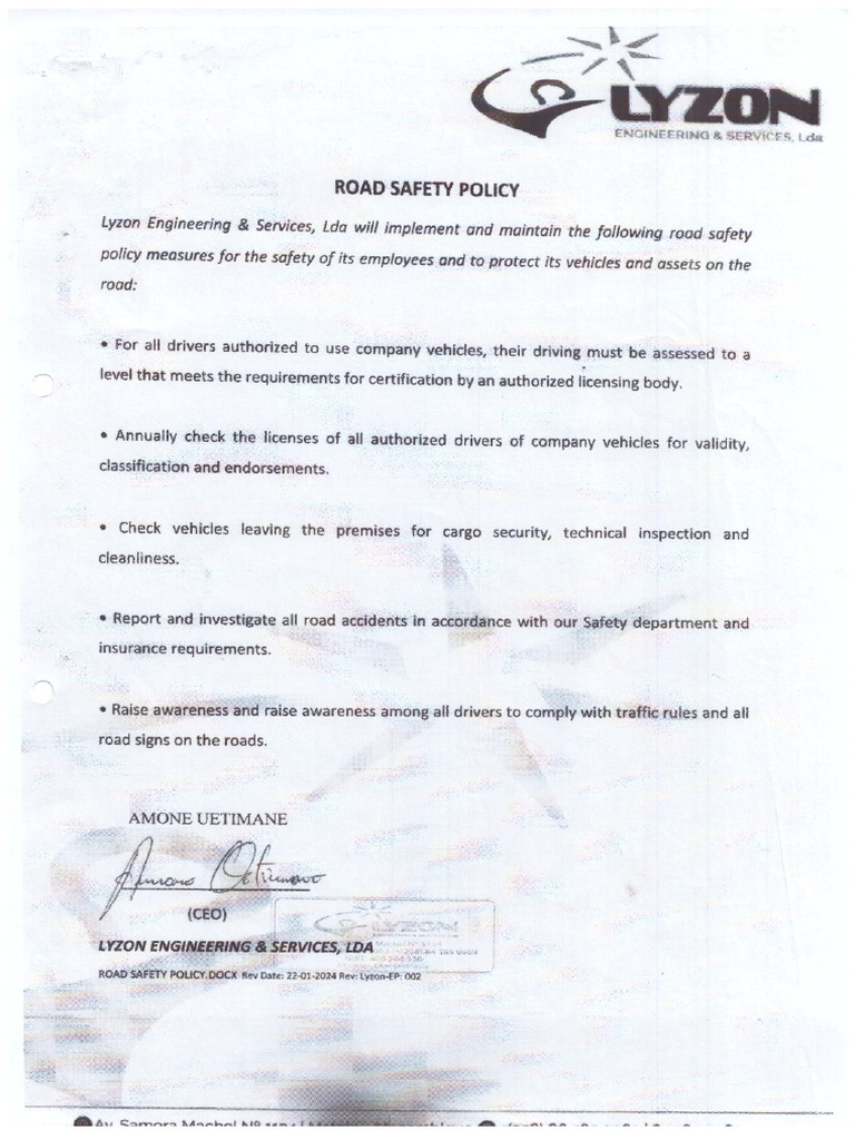 Road Safety Policy | PDF