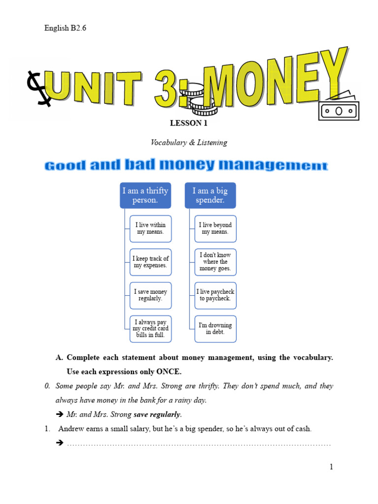 Money Management Vocabulary and Skills | PDF | Médecins Sans Frontières ...