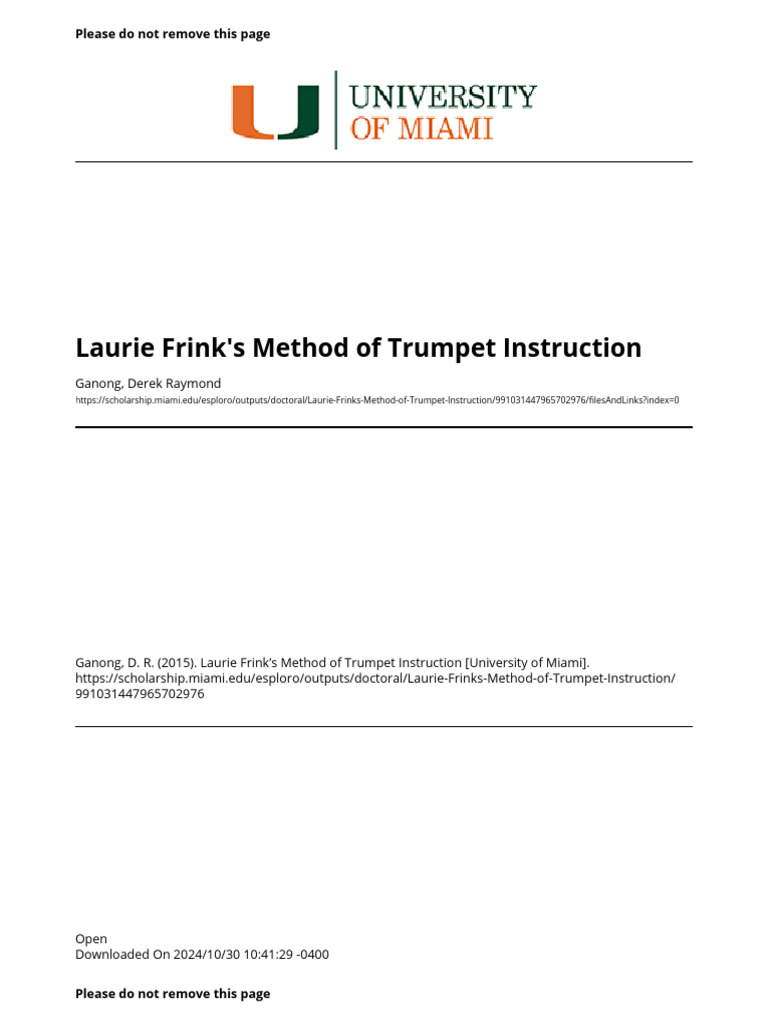 Laurie Frink's Trumpet Teaching Method | PDF | Trumpet | Brass Instruments