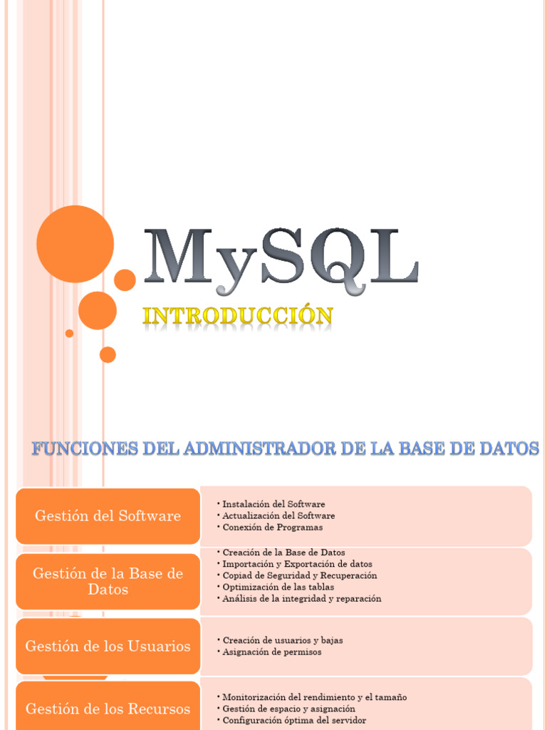 Presentación MySQL | PDF | Datos de computadora | Gestión de tecnología de la información