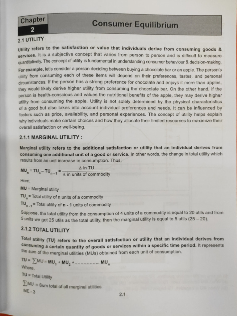 Ch-2 Consumer Equilibrium | PDF | Utility | Consumers