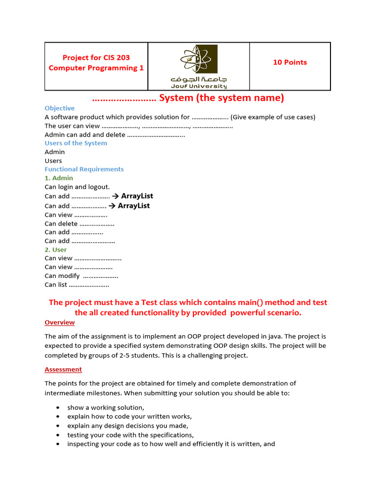 Project Description | PDF | Class (Computer Programming) | Information Technology