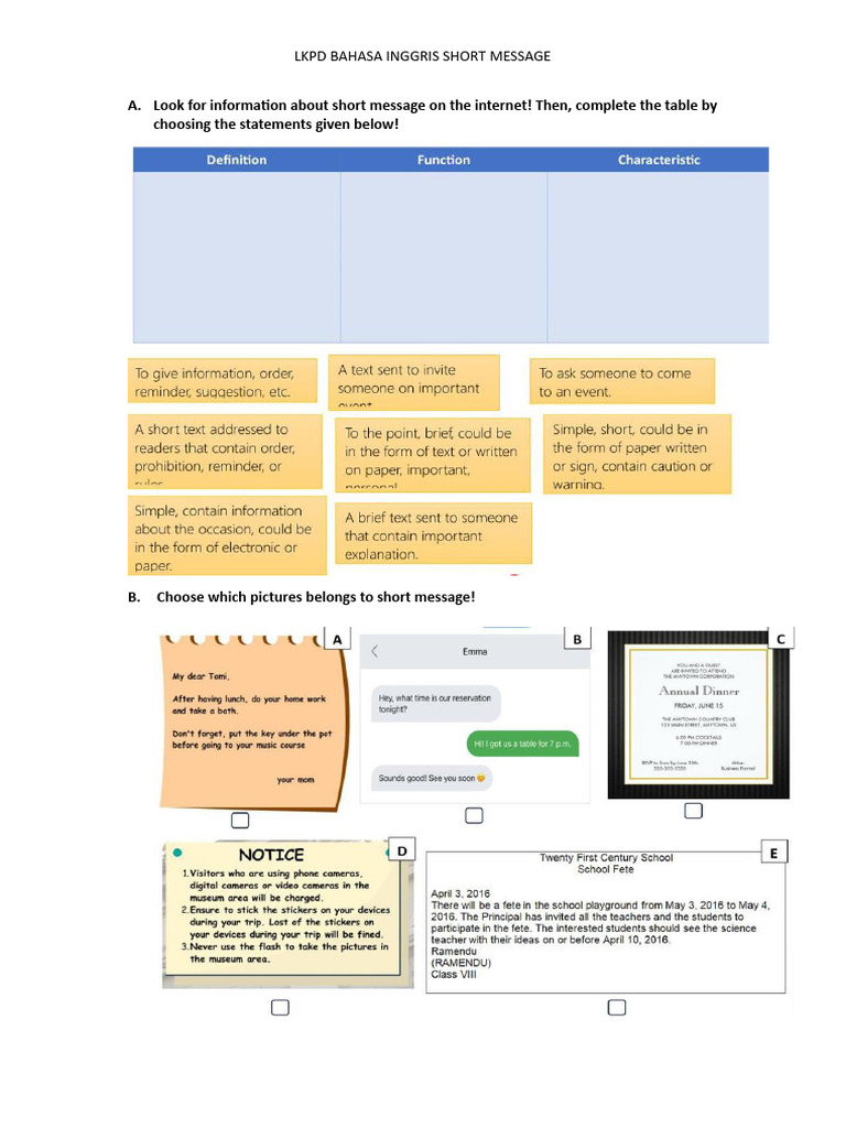 English Short Message Guide | PDF