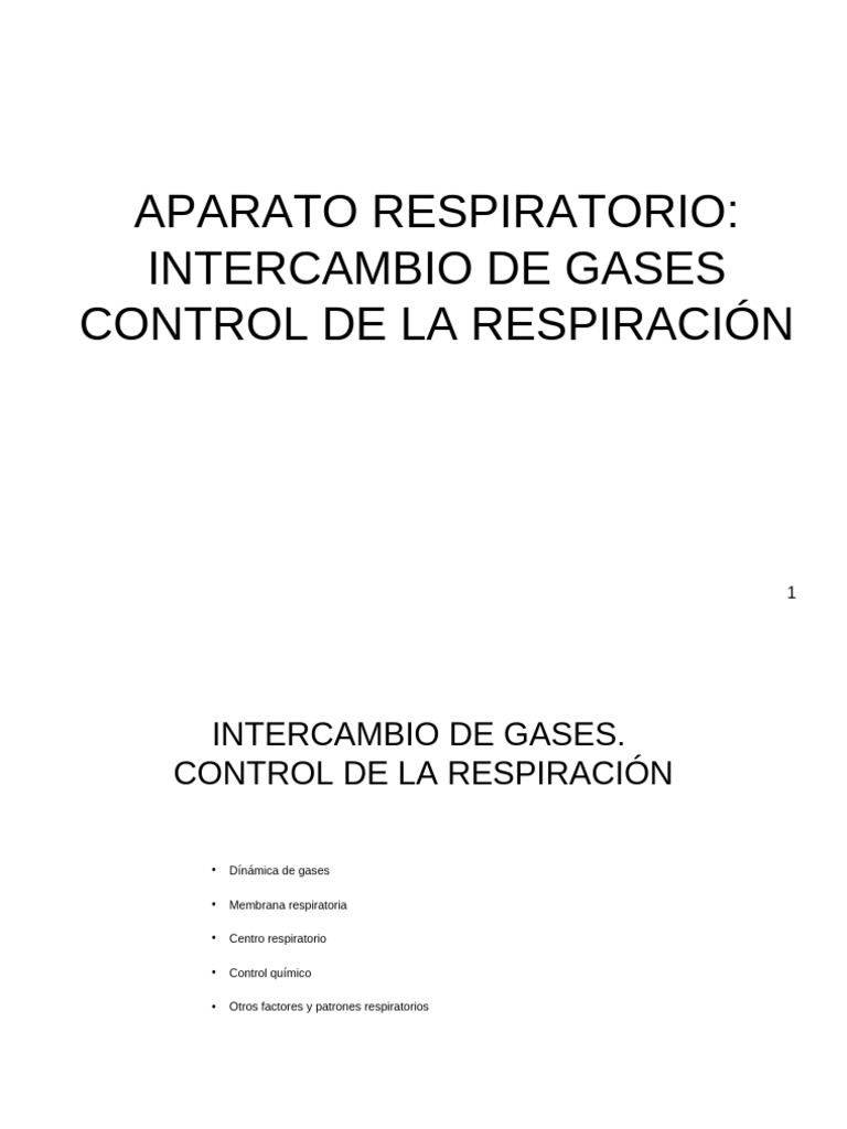Intercambio y Control Respiratorio | PDF | Sistema respiratorio | Difusión