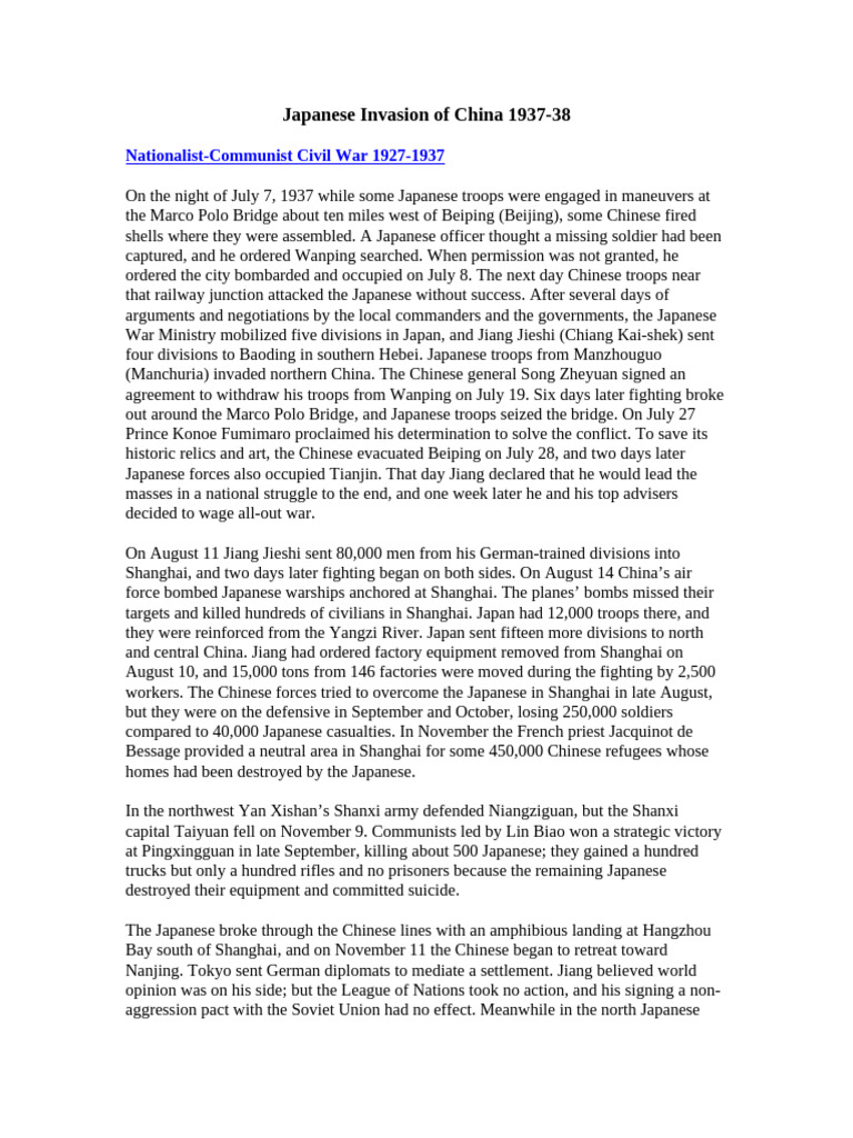 Japanese Invasion of China 1937 | PDF | Zhou Enlai | Mao Zedong