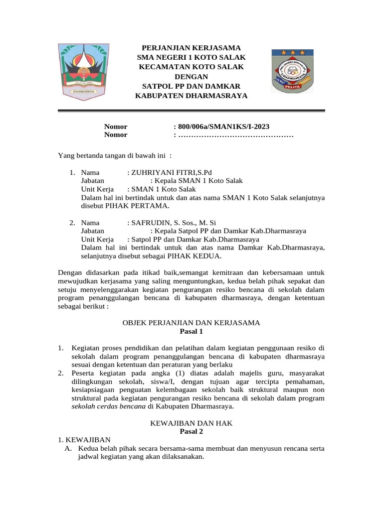 MOU Sekolah Cerdas Bencana Ok | PDF | Ilmu Sosial | Sains & Matematika