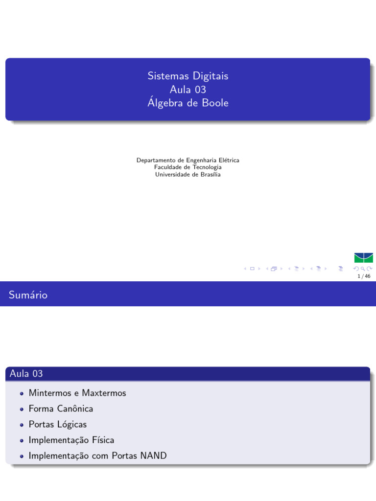Aula 3 de Sistemas Digitais UnB | PDF | Rede elétrica | CMOS