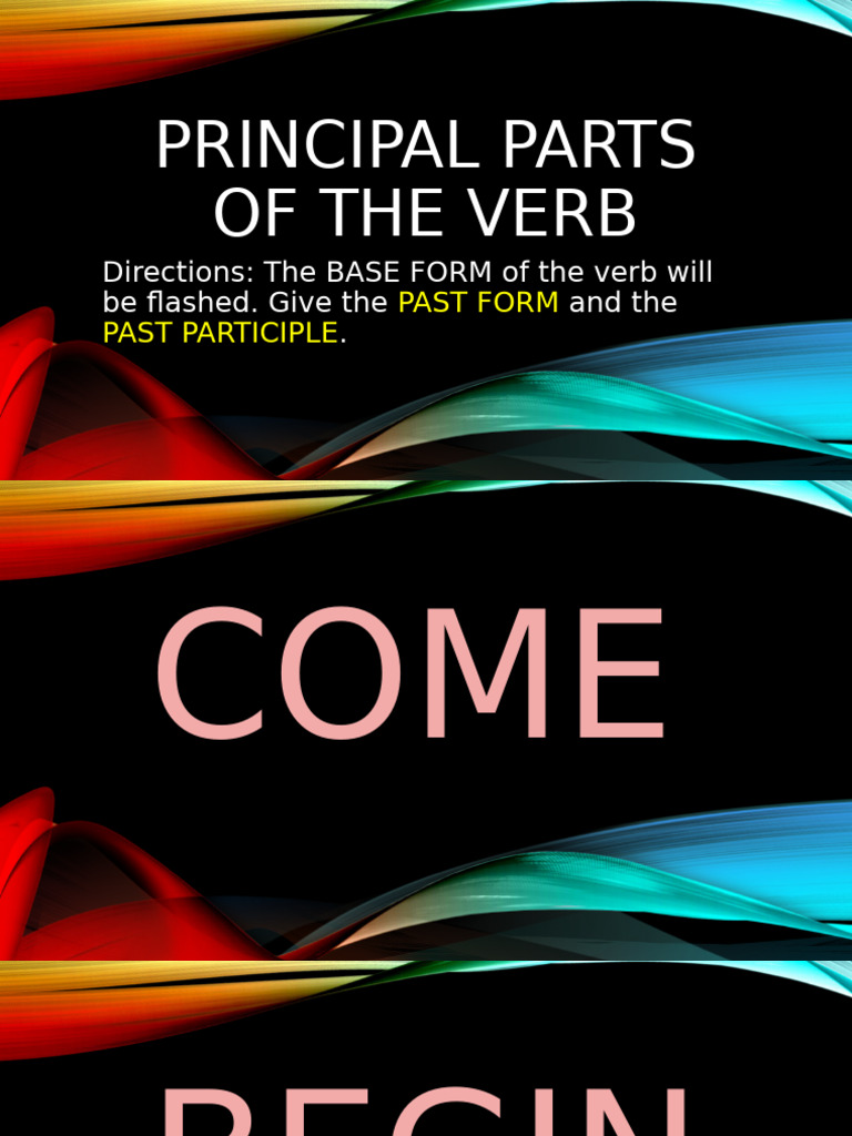 Flashcards Principal Parts of The Verb | PDF