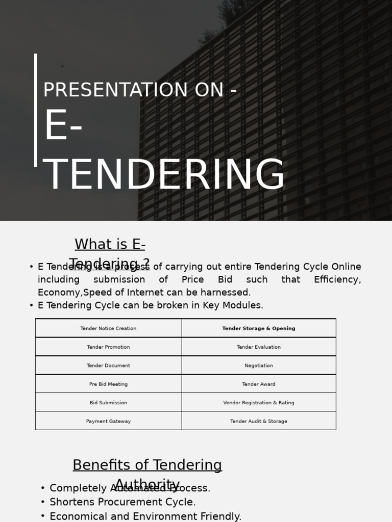 E-tendering | PDF | Procurement | Computing