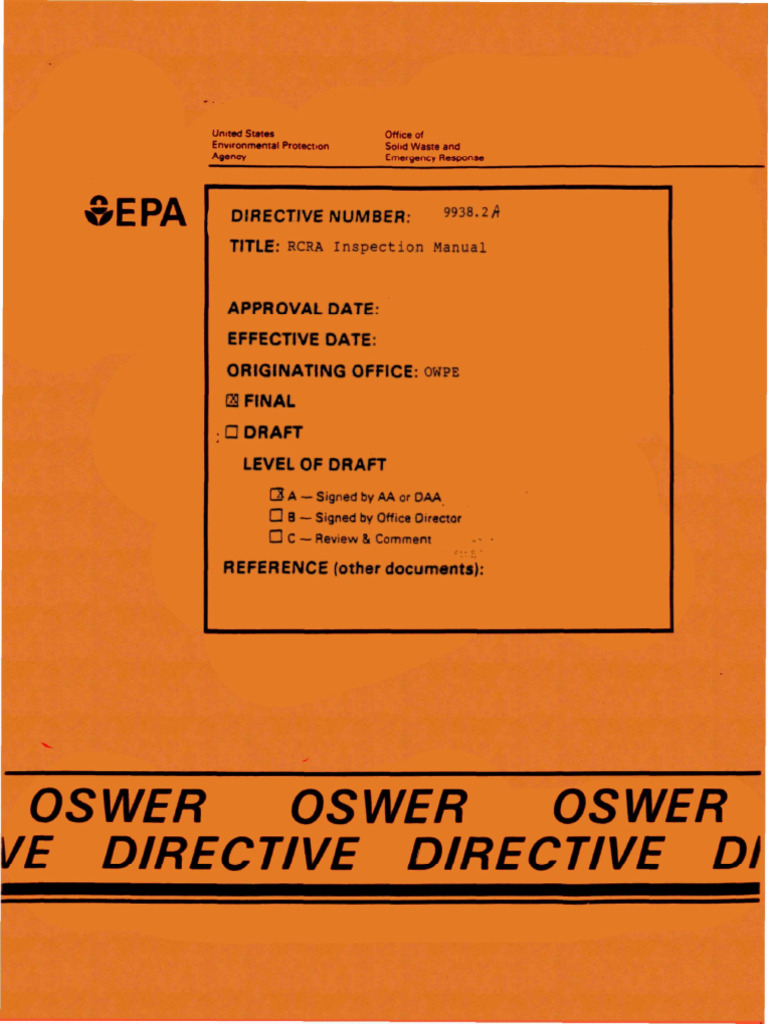 1988 Federal RCRA Inspection Guidance | PDF