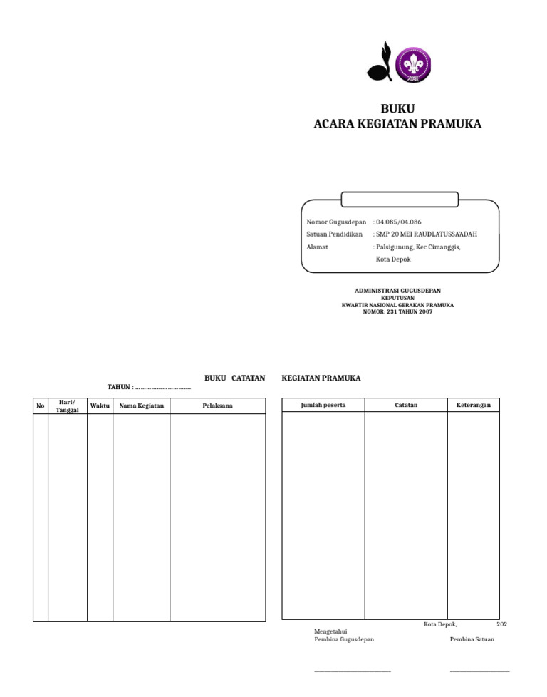 Buku Acara Kegiatan Gugus Depan | PDF