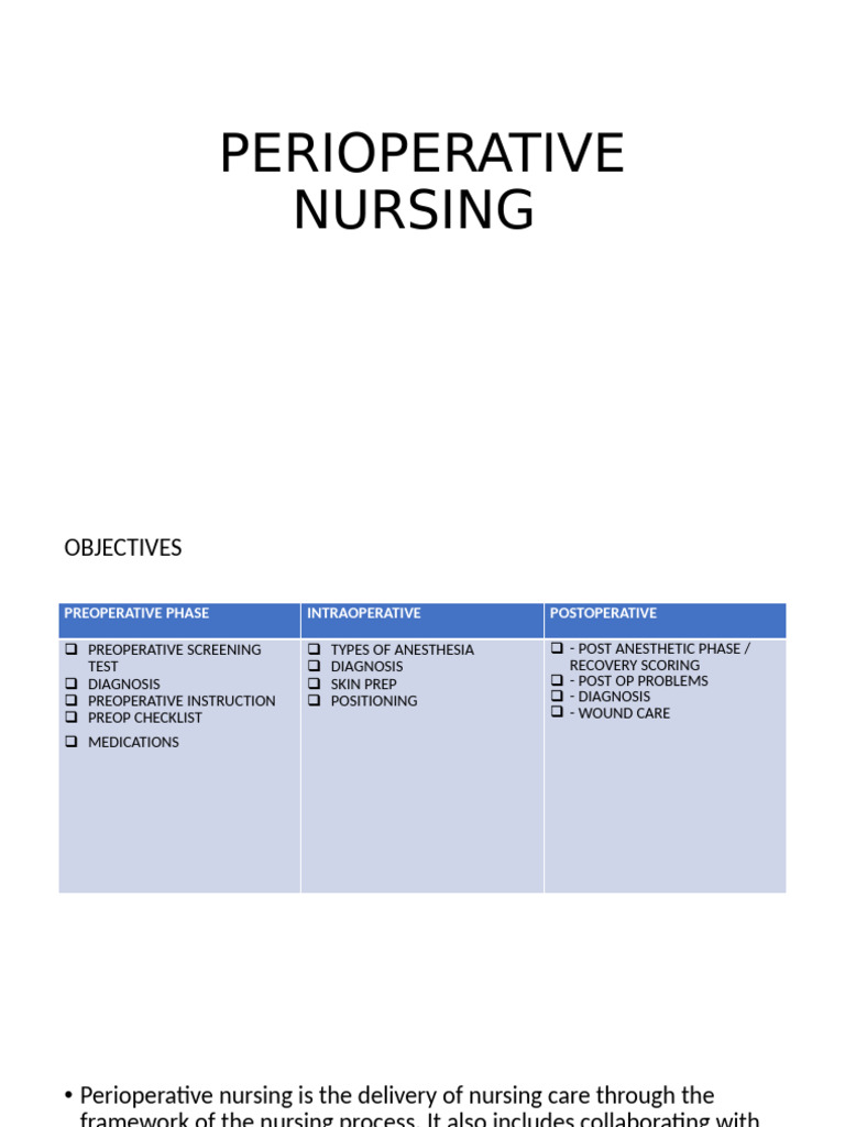 Perioperative Nursing | PDF | Surgery | Anesthesia