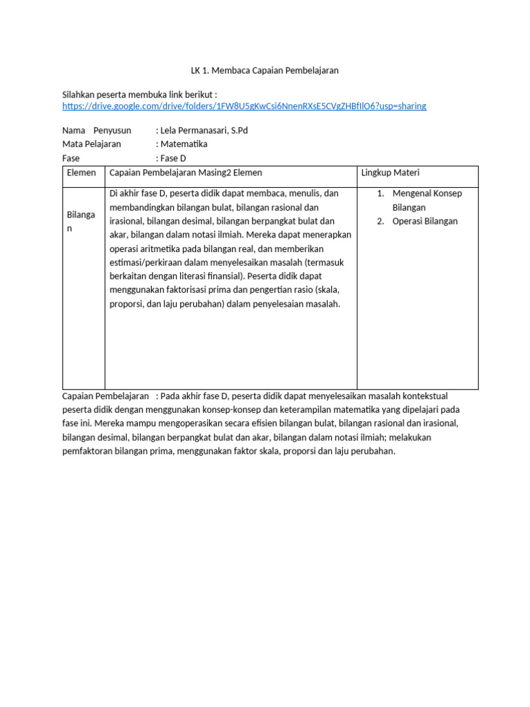 LK 1 Menganalisis CP | PDF