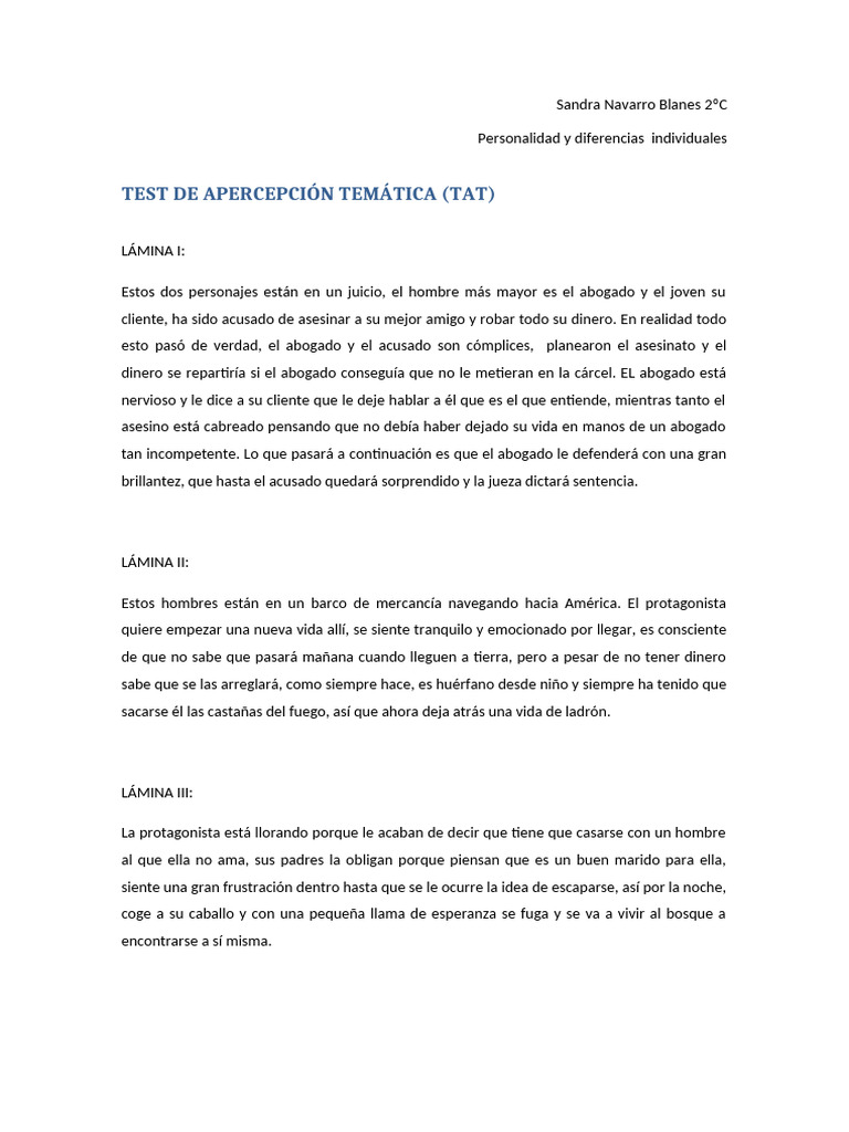 Test de Apercepción Temática (Tat) | PDF