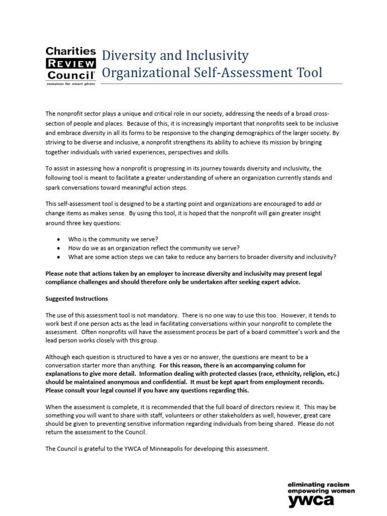 Diversity Assessment Tool | PDF | Community | Employee Retention