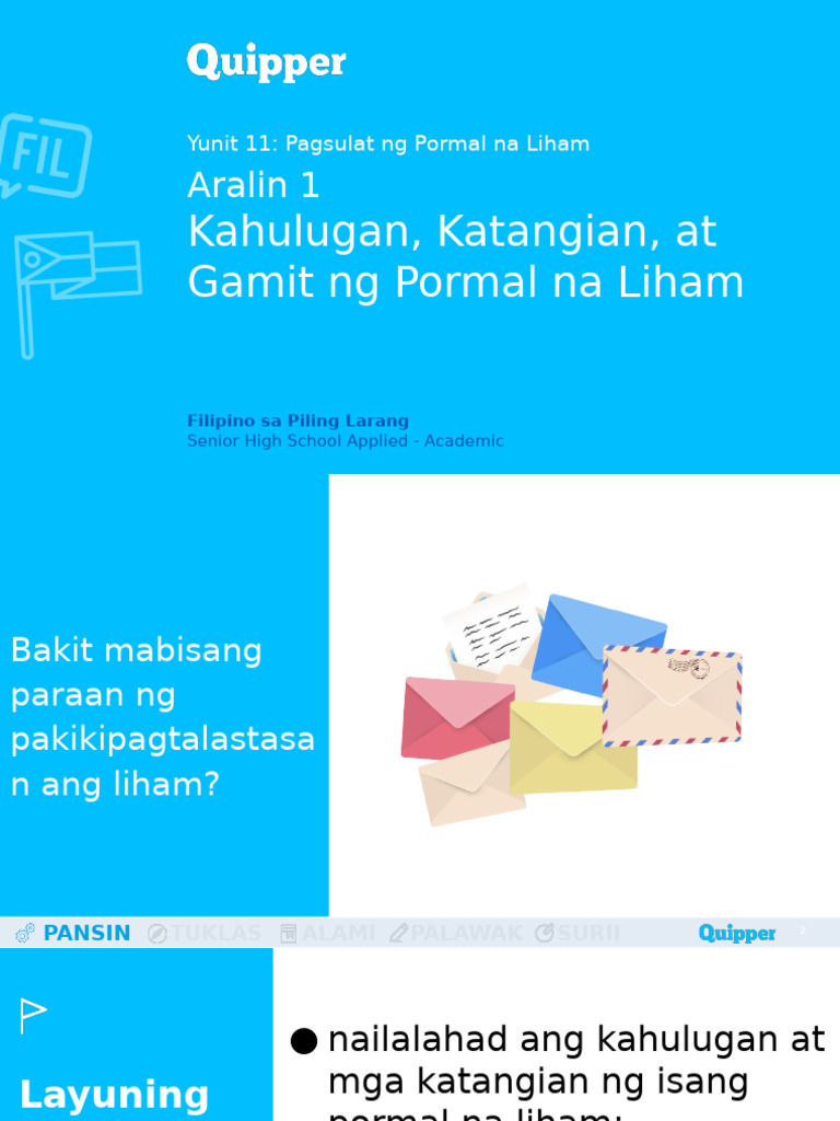 PPT_FPL 11_12 Q2 1101_Kahulugan, Katangian, At Gamit Ng Pormal Na Liham ...