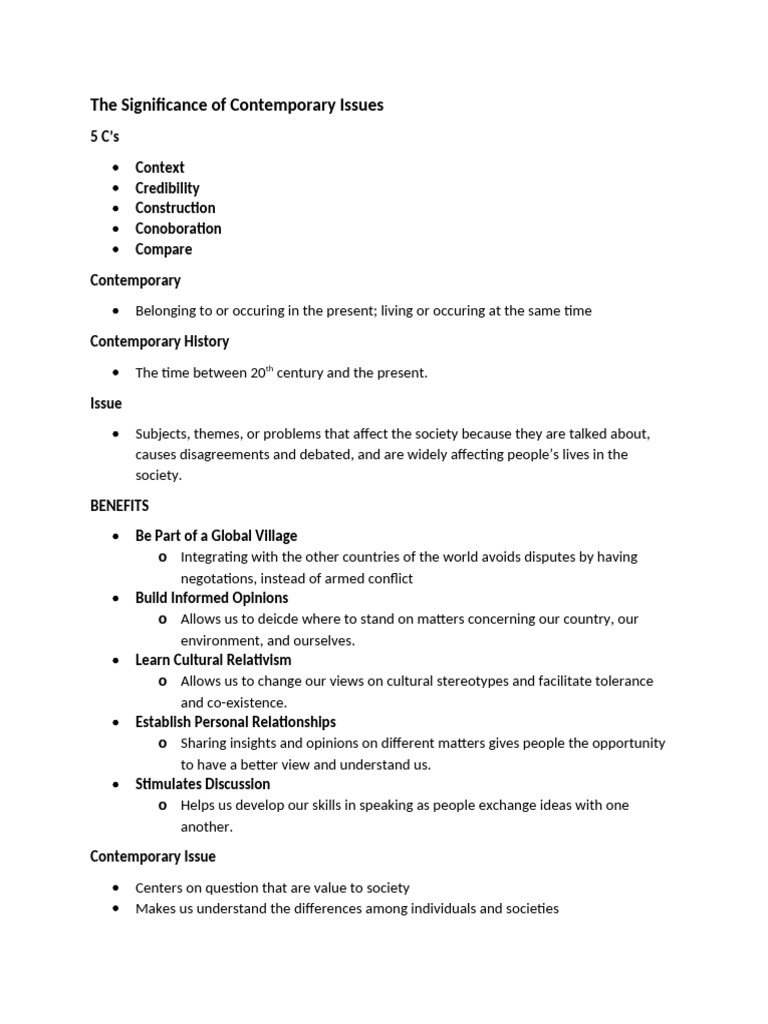 The Significance of Contemporary Issues | PDF | Human Communication ...