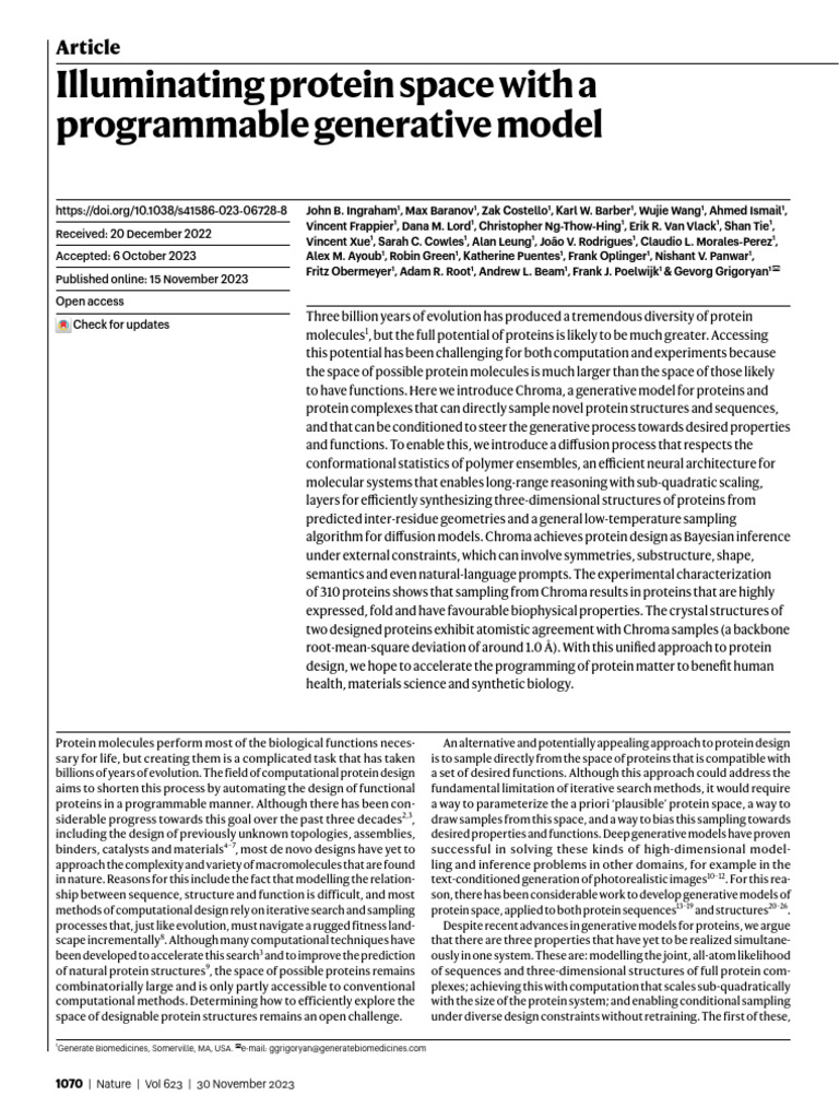 G Paper 8 Programmable Gen Model 2023 | PDF | Proteins | Protein Folding