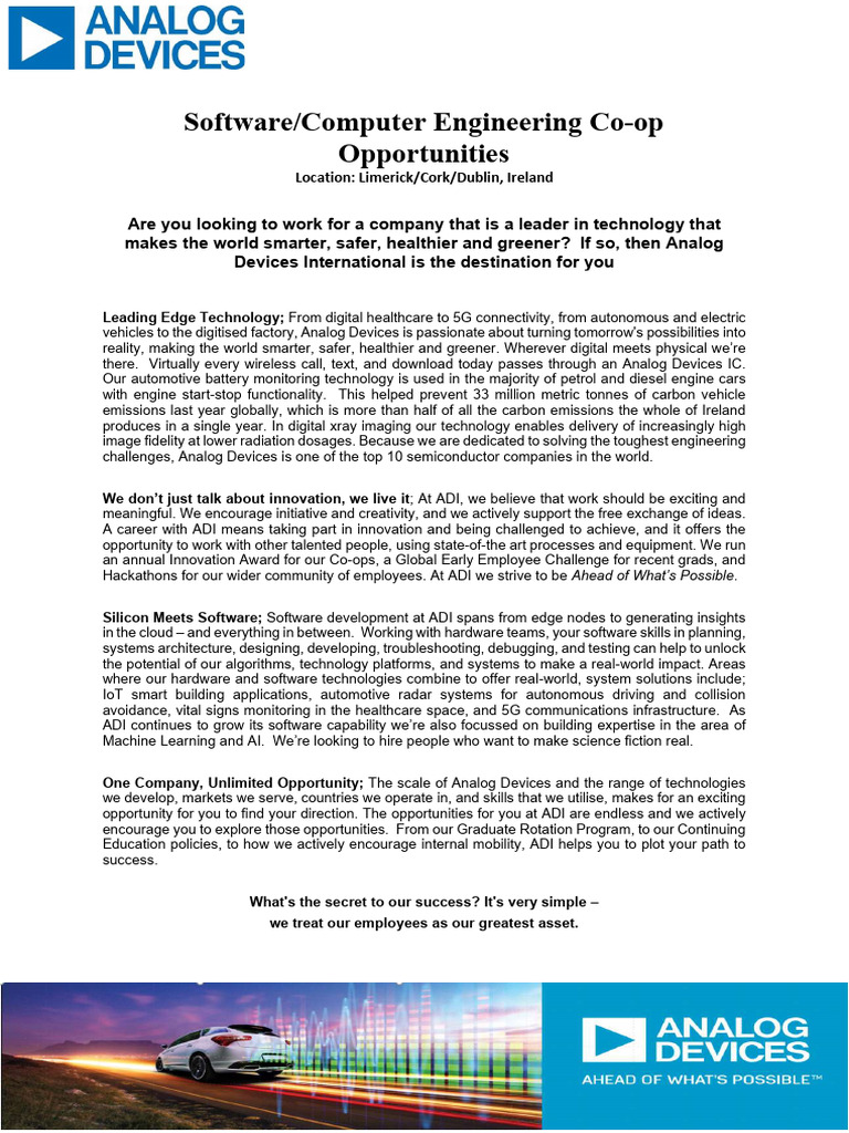 FY25 Analog Devices Software Co-Op | PDF | Analog Devices | Internet Of Things