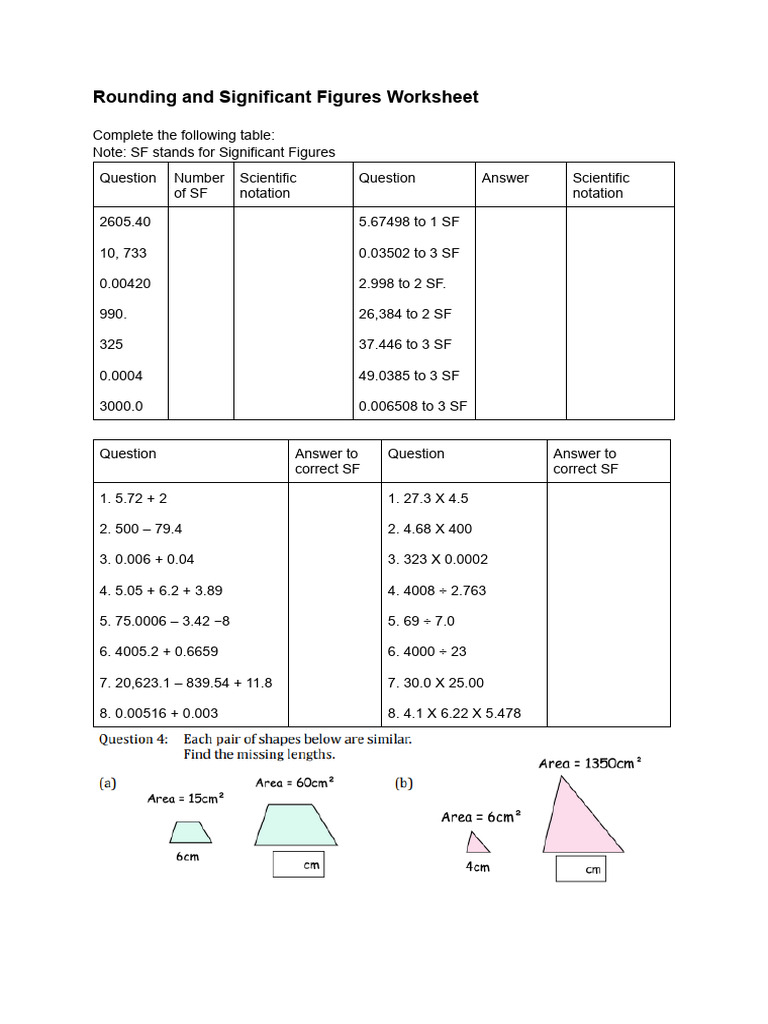 Physics Rounding and Significant Figures Worksheet | PDF