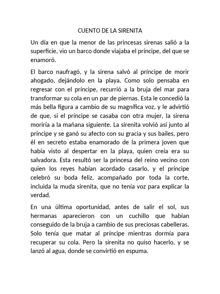 Cuento de La Sirenita | PDF | Arte | Poesía