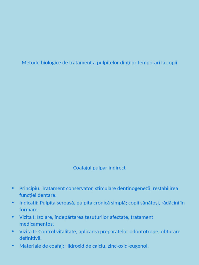 Metode Biologice Tratare Pulpita Copii Design V2 | PDF