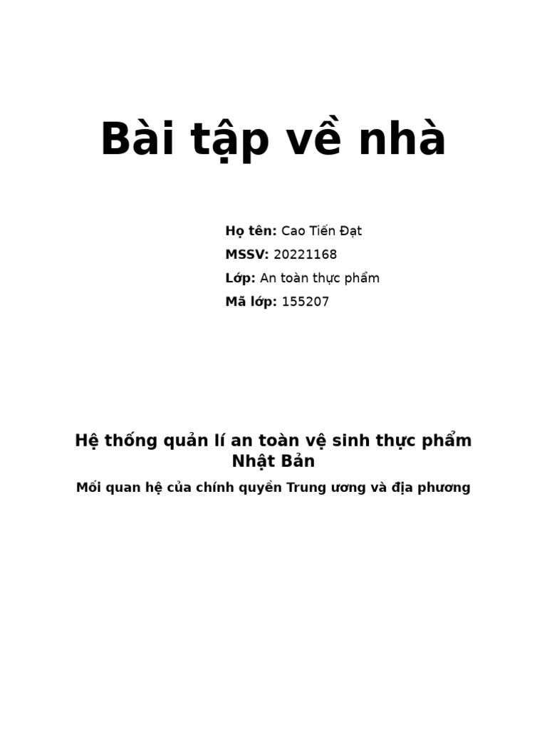 Bài tập về nhà ATTP | PDF