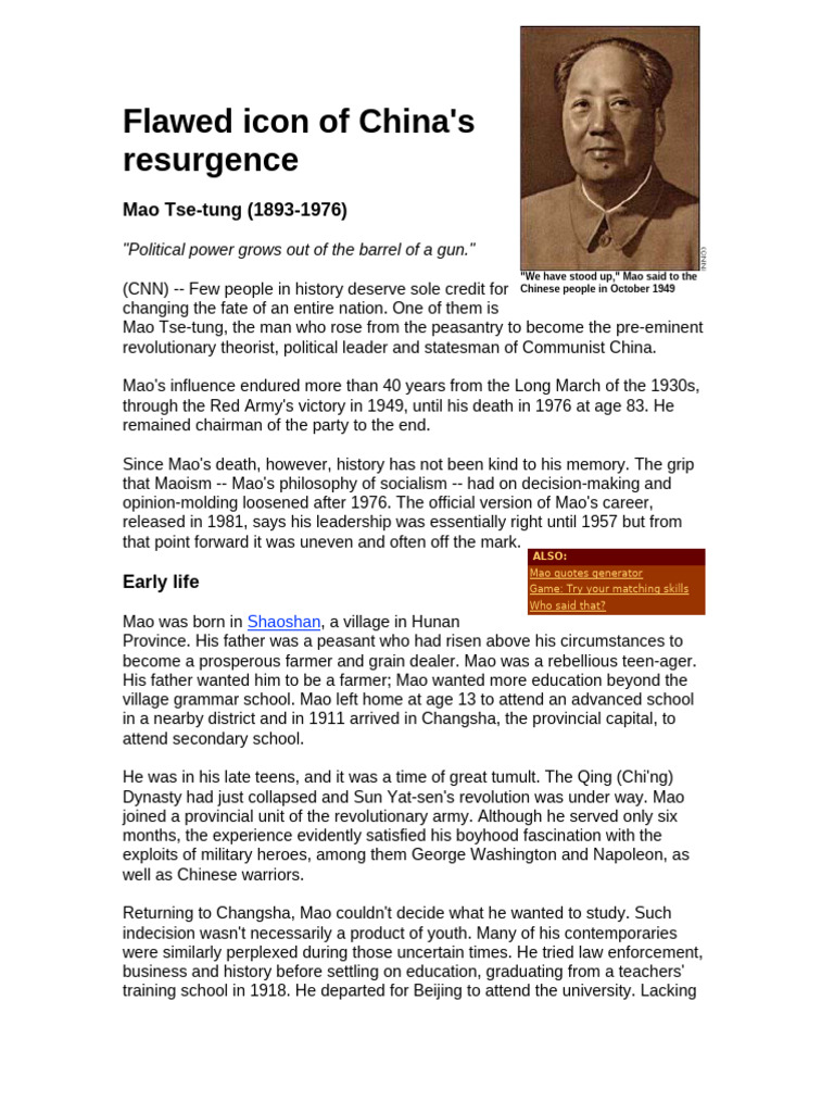 Flawed icon of China | PDF | Mao Zedong | Kuomintang