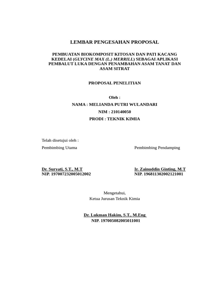 Lembar Pengesahan Proposal | PDF