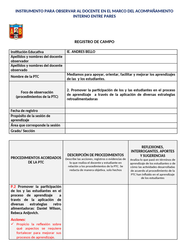 Formato1 - para Registro de Campo - Nombres y Apellidos - Fecha Ejecutada | PDF | Aprendizaje ...