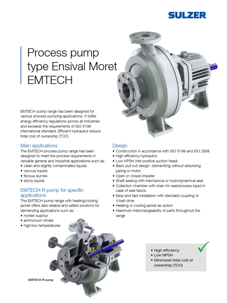 Ensival Moret - EMTECH - ProcessPumpTypeEnsivalMoret - E10477 | PDF | Pump | Applied And ...